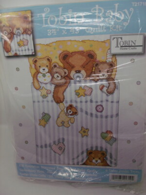 Tobin Baby UNDER THE COVERS Bears Stamped Cross Stitch Baby Quilt Kit ...