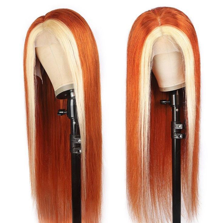 Ginger Wig With Blonde Highlights Colored Straight Lace Front Wigs ...