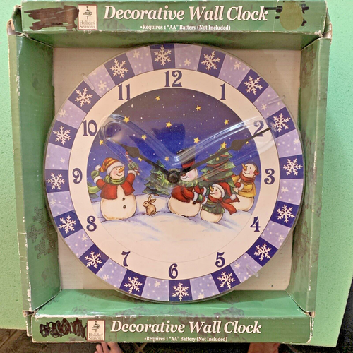 Holiday Seasons Christmas Snowman Wall Clock | eBay