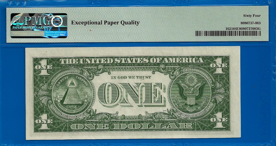 1957B $1 Silver Certificate PMG 64EPQ Low Serial fancy serial FR-1621 ...