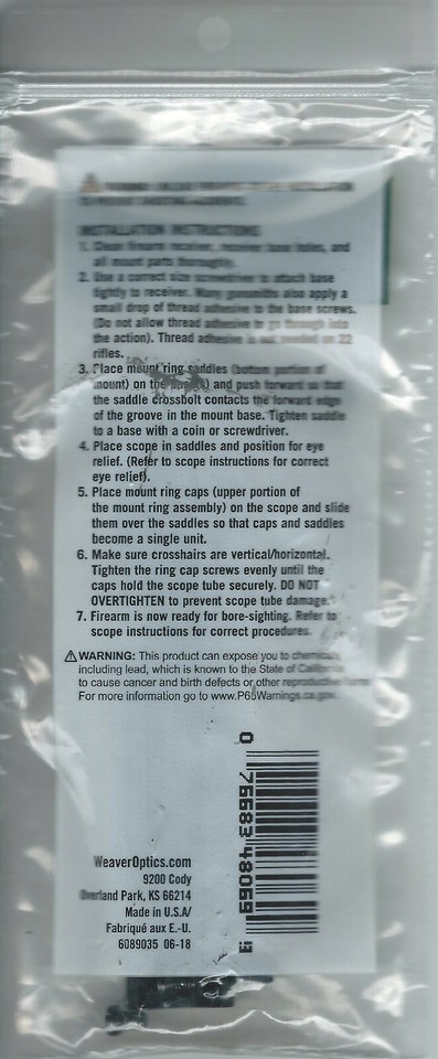 Weaver Standard Top Mount Aluminum Scope Base - Gloss Black- #63B ...