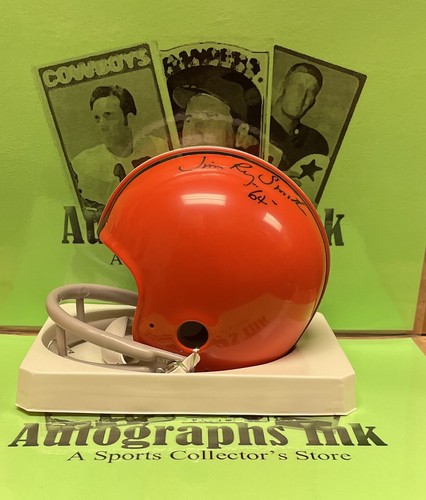 Jim Ray Smith Autographed Cleveland Browns 2 Bar Throwback Mini Helmet ...