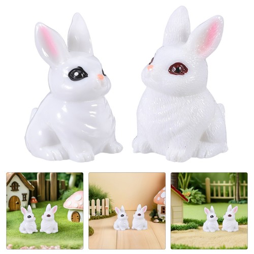 20pcs Mini Resin Rabbit Figures - Realistic Bunny Cake Topper - Easter ...