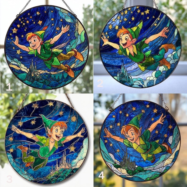 Disney Peter Pan Stained Glass Suncatcher, Disney Peter Pan Window ...