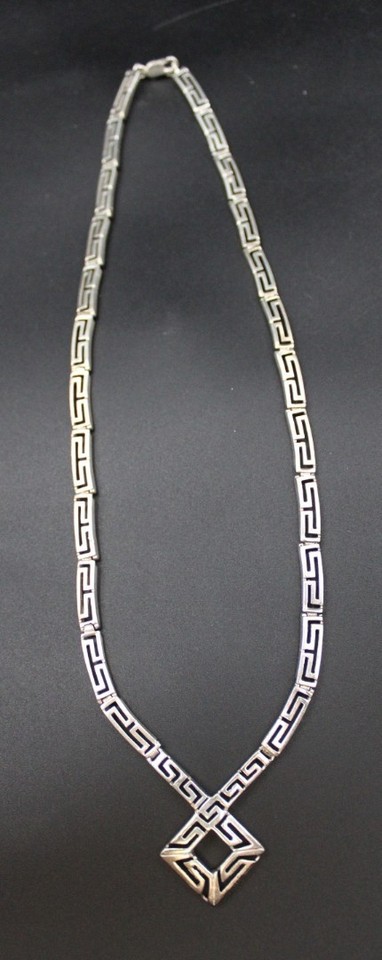 .925 STERLING SILVER 18" Greek Key / Meander Link Chain Necklace, 22 ...