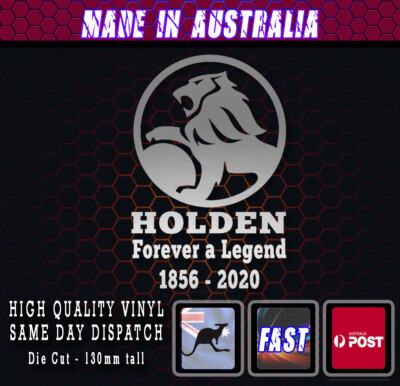 HOLDEN STYLE CAR BUMPER DECAL Silver DIE CUT, LEGEND FOREVER COMMODORE ...