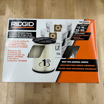 Ridgid Wet/Dry Vac Filter Kit with General Cartridge Filter and Two ...