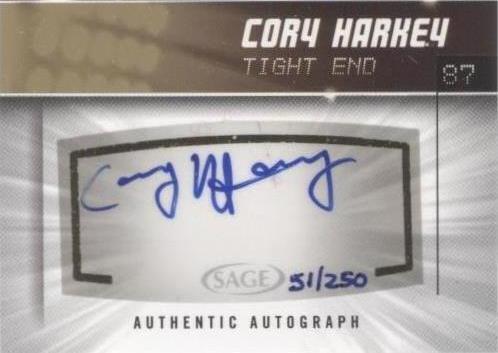 2012 SAGE Hit - Autographs Cory Harkey #A87 Gold /250 (AU, RC) for sale ...