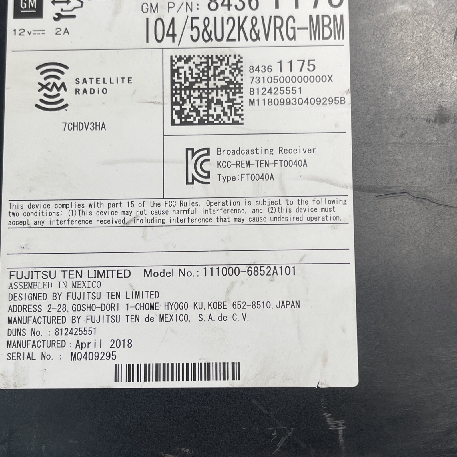 GM 84361175 Radio Receiver With Touch Screen Display Fits Malibu Camaro ...