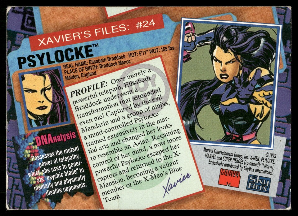 Psylocke P 24 1993 Toy Biz X-Men Series 2 Marvel Card | eBay