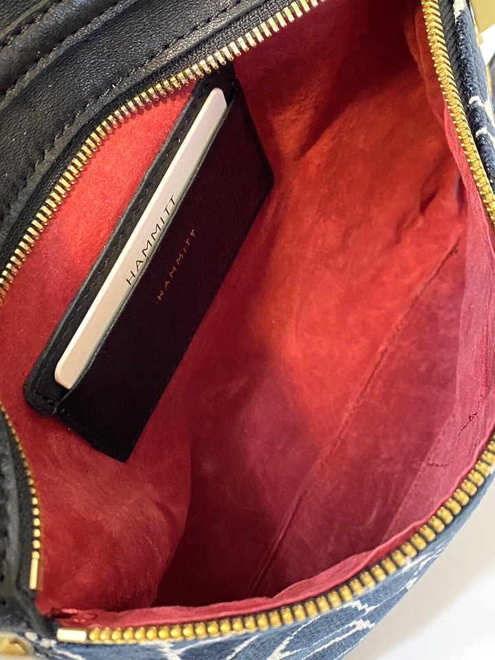 Hammitt VIP Medium Fold Over Navy Tapestry Leather Crossbody Bag NEW ...