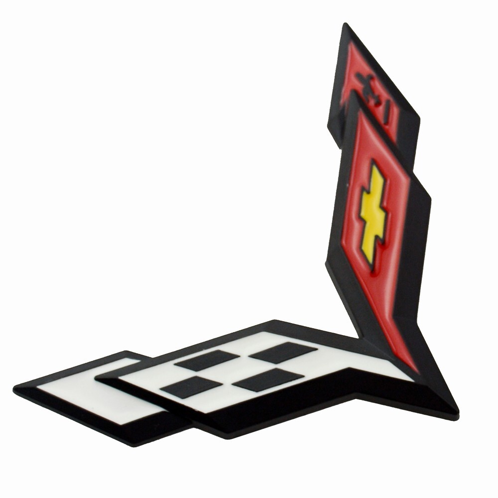 Pair Fits 2014-2019 Corvette C7 Emblem Cross Flags Badge 3D Metal Logo ...