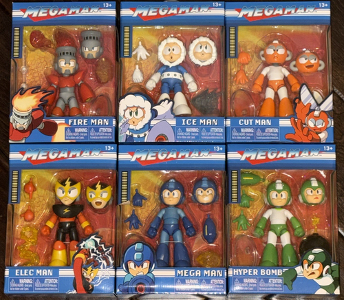Jada Mega Man 6 Action Figure Lot Set Elec Cut Ice Fire Hyper Bomb ...