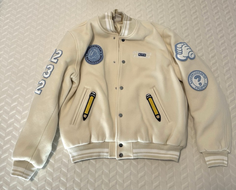 Kith x Invisible Friends Varsity Jacket Cream | Size Large | Authentic ...