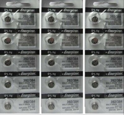 Fifteen (15) ENERGIZER 392/384 192 SR41SW LR41 AG3 V392 D392 Watch ...