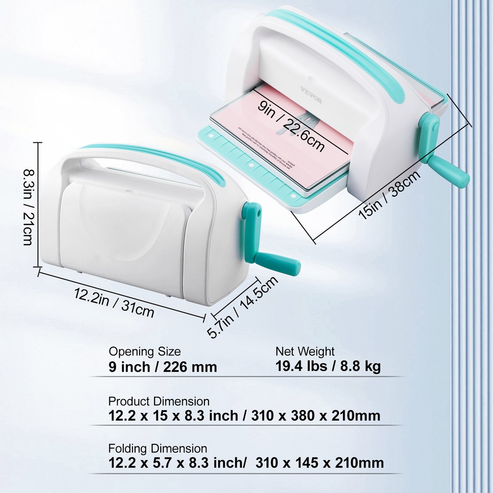 VEVOR Manual Die Cutting Embossing Machine 9" Opening For Art Craft ...