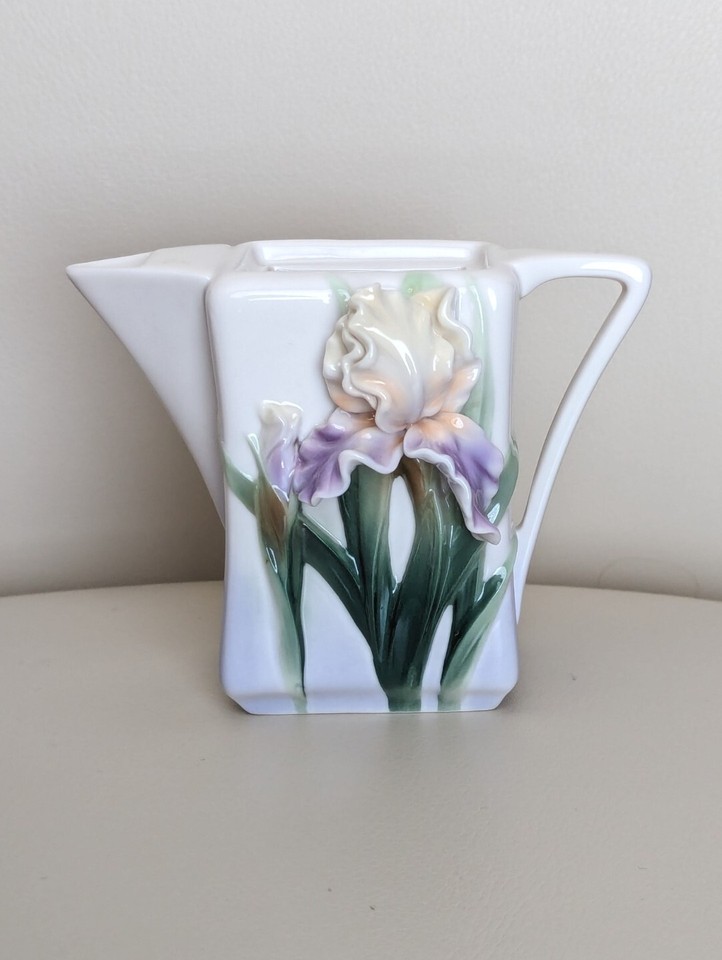 FRANZ Porcelain Collection Sculpted Purple Iris Cream Teapot FZ00818 ...