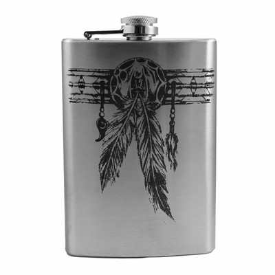 8oz Native American Feather Band Flask | eBay