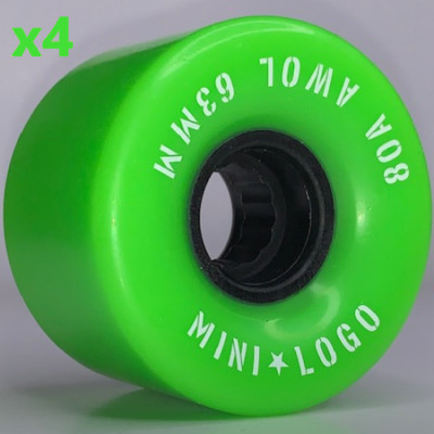 Powell Mini Logo AWOL Skateboard Longboard Wheels 63MM 80A Green Set/4 ...