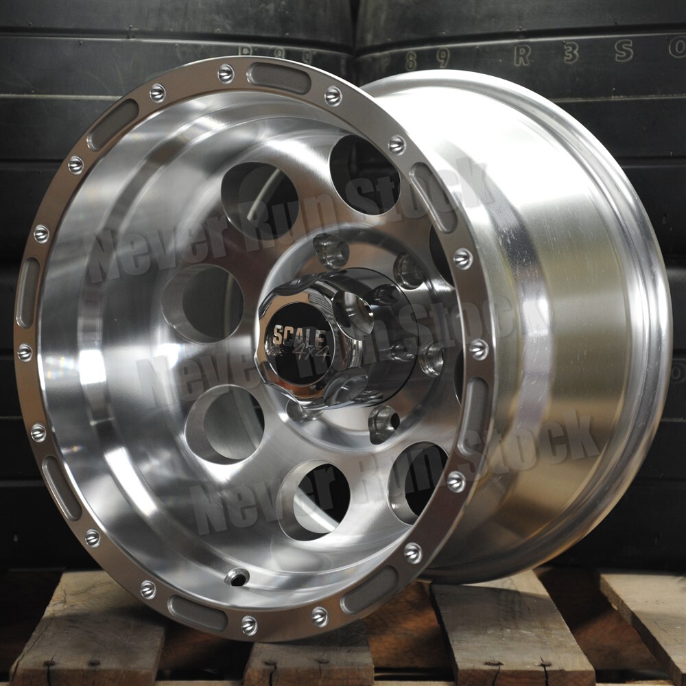 SCALE 4x4 S52 15x10 6x5.5 6x139.7 -46 OFFSET MACHINED SILVER 8 HOLE ...