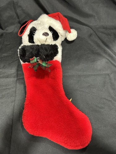 Vintage Panda Bear Christmas Stocking Plush Stuffed Animal 1988 Jingle Bell 16” | eBay
