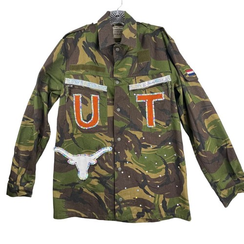 University of Texas tactical embellished jacket, sequined patches ...