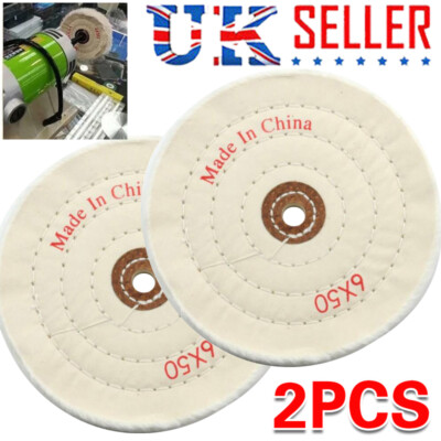 2x 6 inch Cotton Buffing Wheel For Bench Grinder Bench Buffer Polishing ...