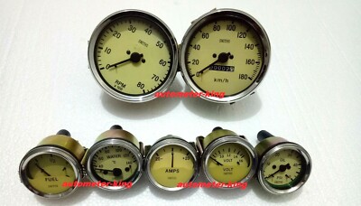 Smiths kit - Elec Temp + Oil + Fuel + Amp+ volt+ Gauge+kmph Speedo ...