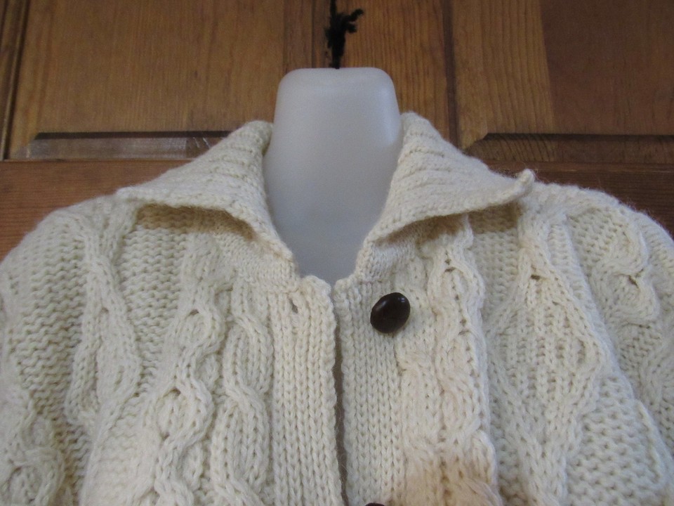 $250 John Molloy Irish Sweater Donegal Ireland Beige Wool Cardigan XL ...