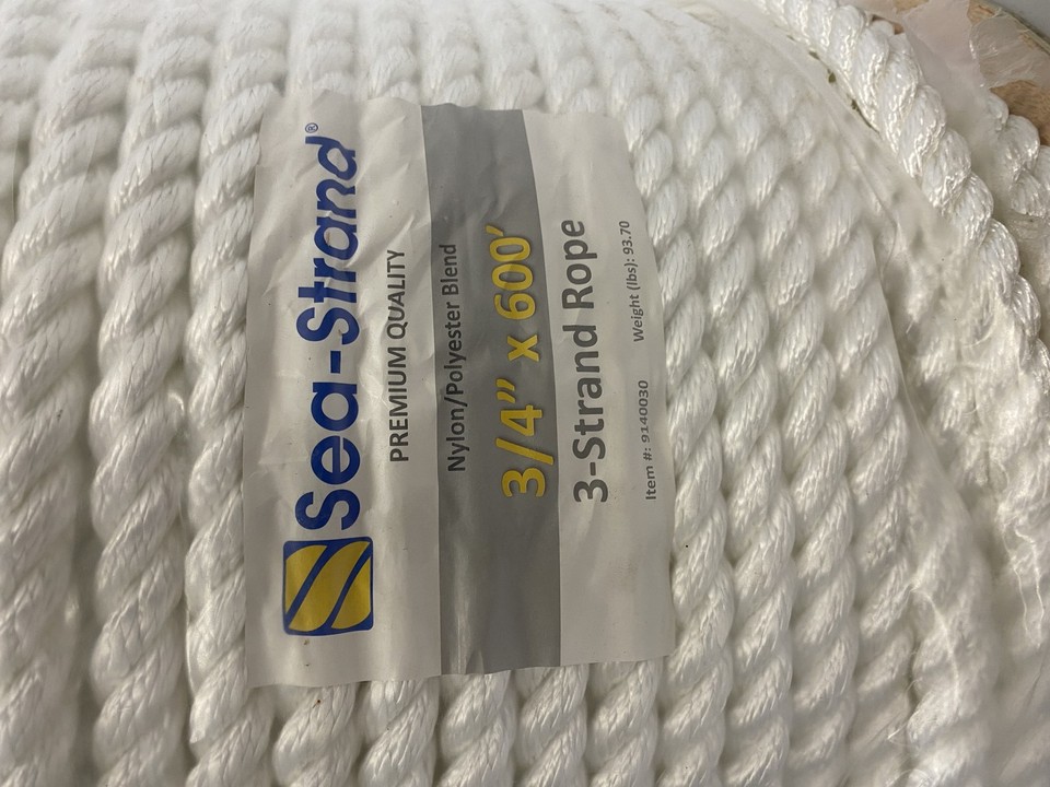 Sea Strand Rope, 3/4 inch x 600 ft Nylon/Poly Blend, 91400030 | eBay