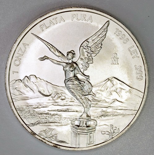 1998 1 Oz 999 SILVER MEXICO Libertad Plata Pura Coin Limited Mint Round ...