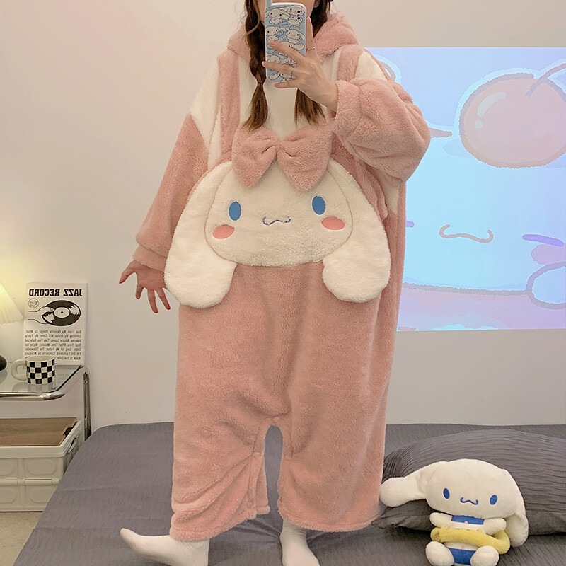 Cartoon Cinnamoroll Kuromi Pom Pom Purin Sleep Jumpsuit Winter Pajamas ...