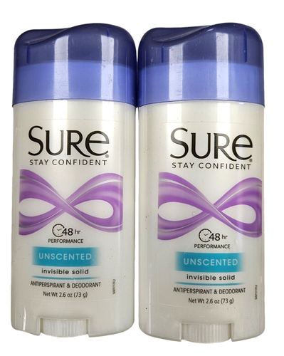 Sure Anti-Perspirant Deodorant Invisible Solid Unscented 2.6oz ( 2 pack ...