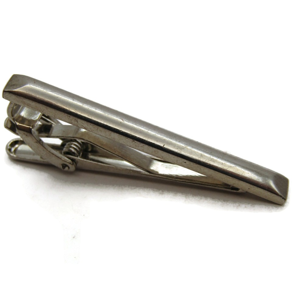 Beveled Tips Smooth Classic Silver Tone Men's Vintage Tie Clip | eBay