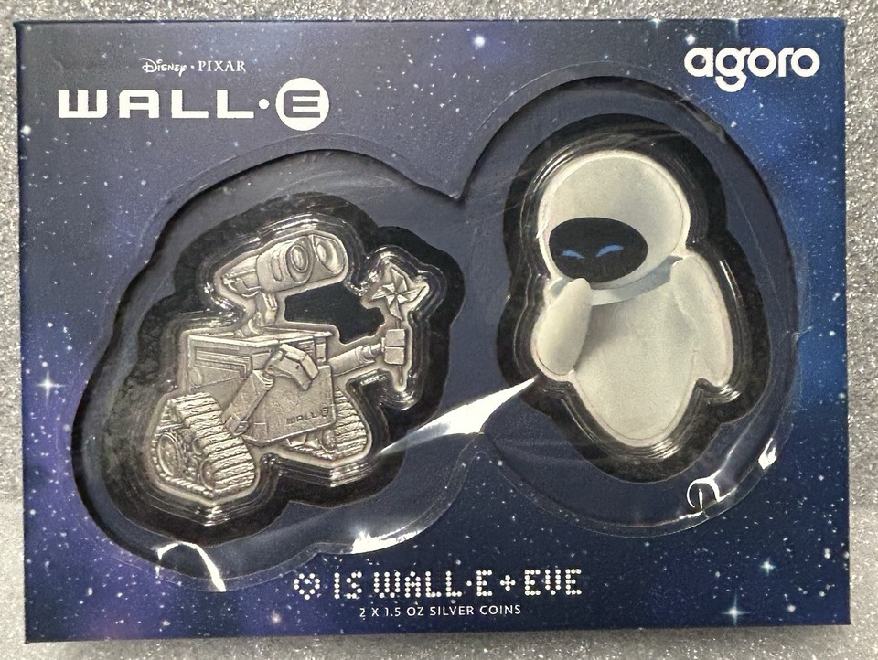 2025 Agoro Disney Pixar Love is WALL-E + EVE 3 oz (2 x 1.5 oz) Silver ...