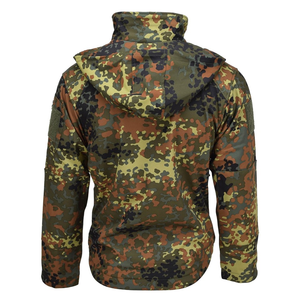 MIL-TEC Softshell tactical jacket SCU 14 German Flecktarn camo hiking outerwear | eBay