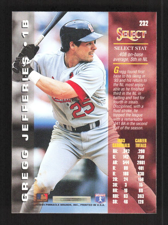 1994 Select Gregg Jefferies #232 | eBay