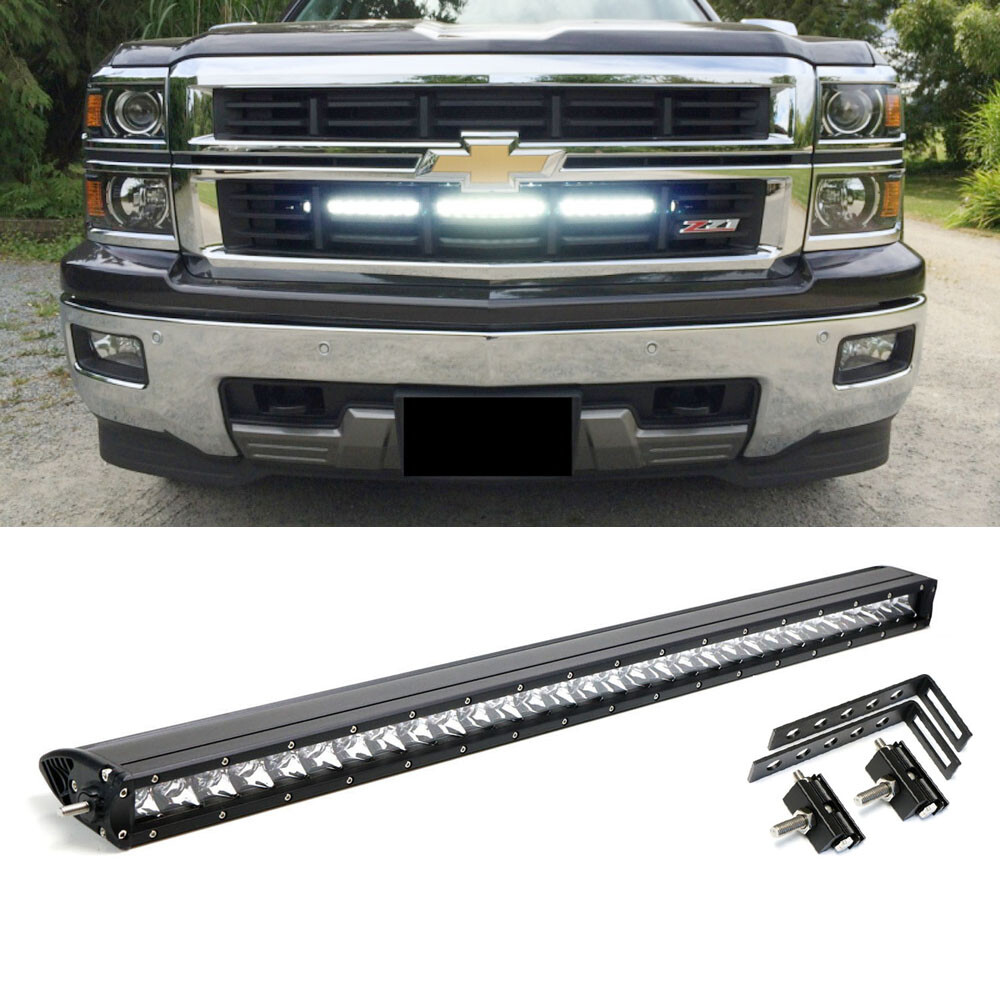 Led Light Bars Behind Chevy Grilles Rough Country 70103 RC Mesh Grille