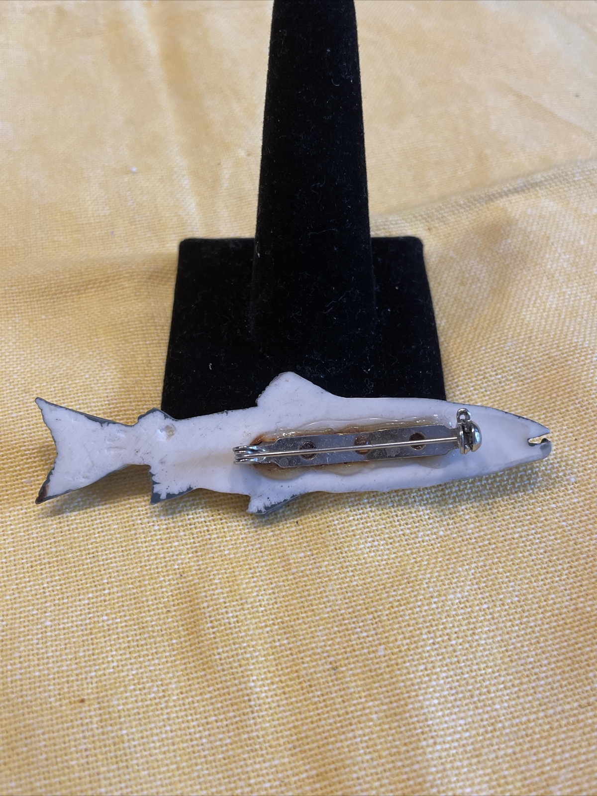 Vtg Bass Fish pin With Markings Fishing Brooch Stripe… - Gem