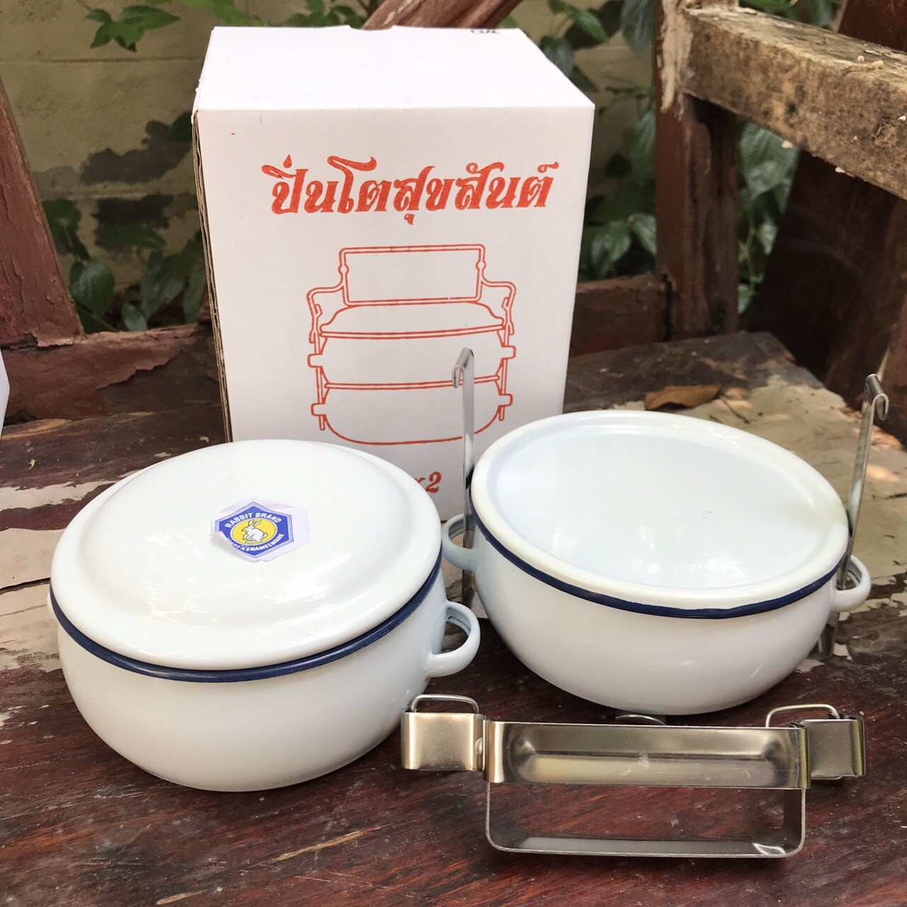 Thai Traditional Enamelware Tiffin Lunch Box Food Container Pinto Bento ...