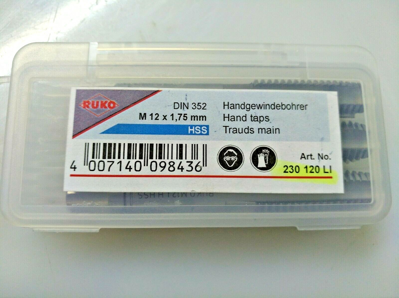 Set 3 pcs. Ruko Hand tap M12X1.75mm HSS-left-handed thread | eBay