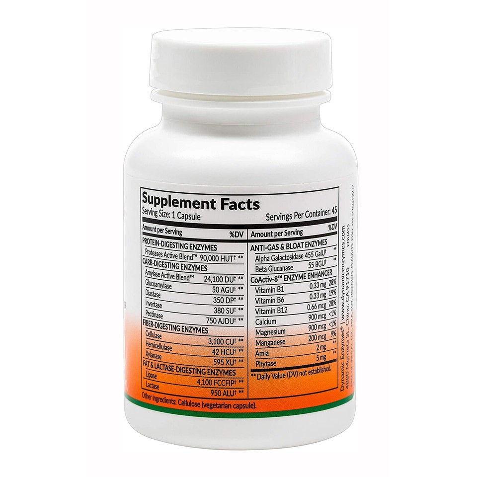 Dynamic Enzymes Eat E-Z Ultra Digestive Enzymes, 45 Capsules | eBay