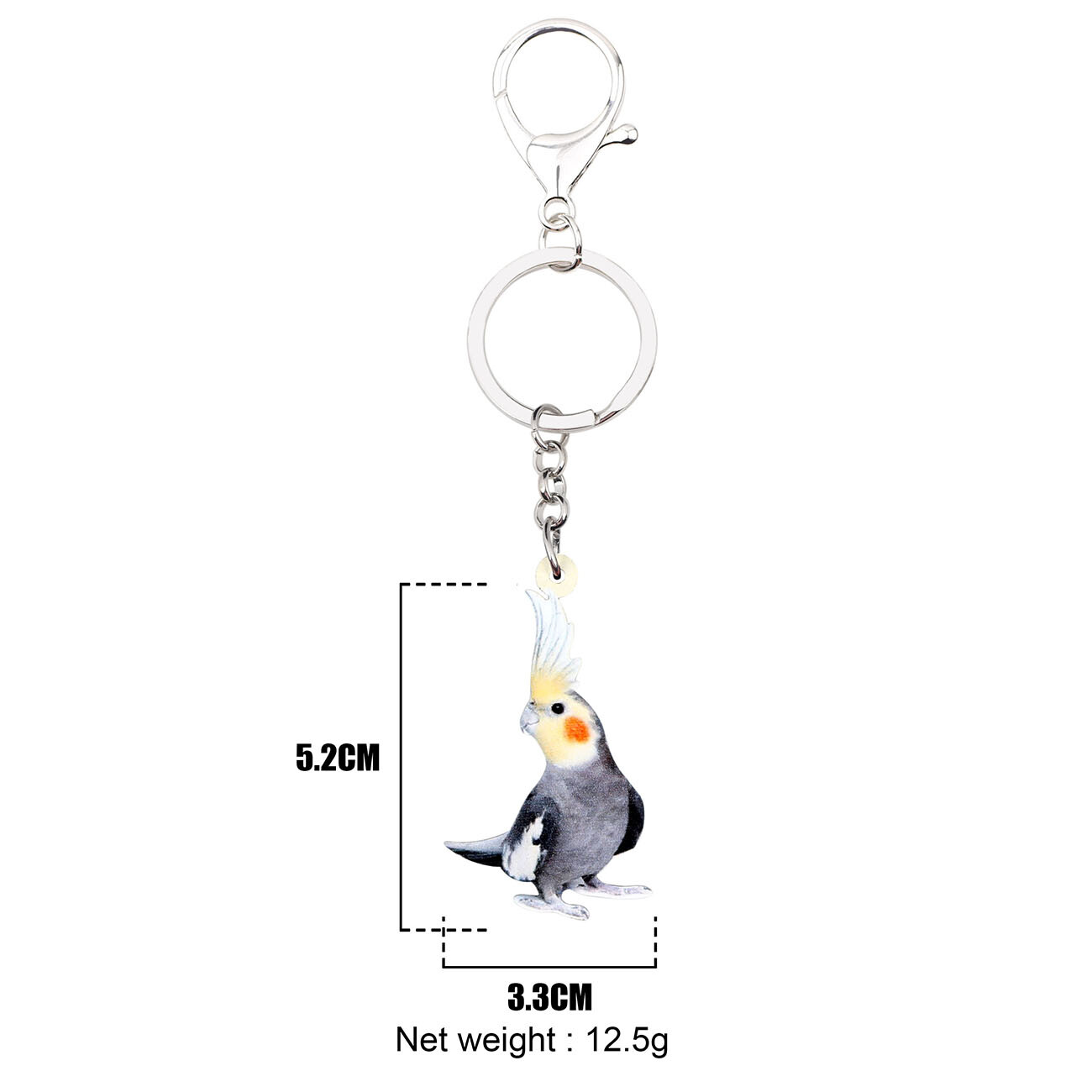 Acrylic Cockatiel Parrot Bird Keychains Car Key Ring Animals Jewelry ...