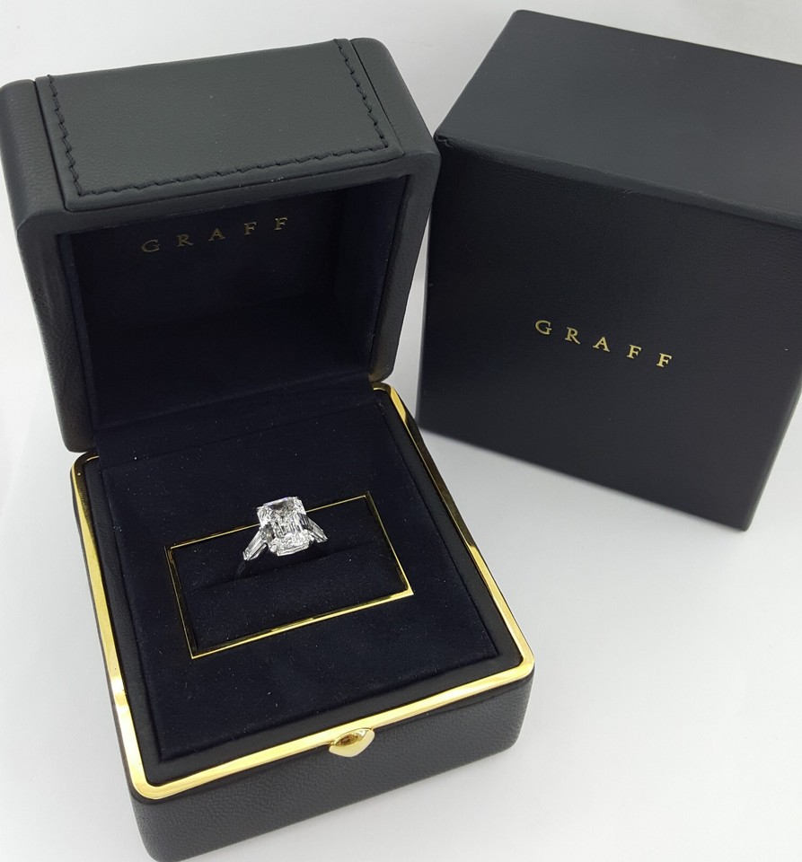 Graff Promise Emerald Cut Diamond 3-Stone Engagement Ring 5.91 ct ...