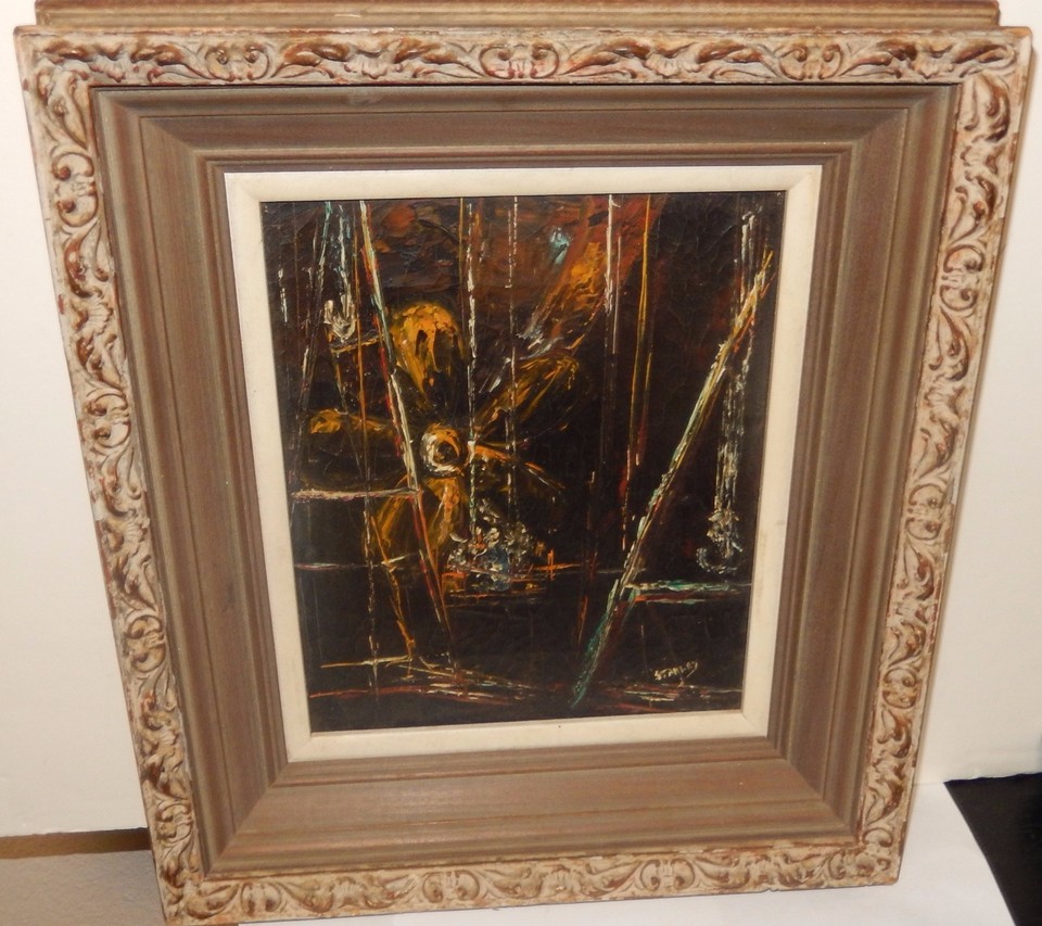 STANLEY VINTAGE ORIGINAL OIL ON CANVAS ABSTRACT SEASCAPE PAINTING | eBay