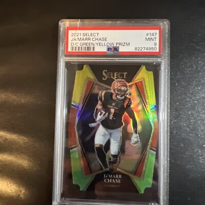 2021 Panini Select Die Cut Green Yellow #47 Prizm Jamarr Chase RC PSA 9 ...