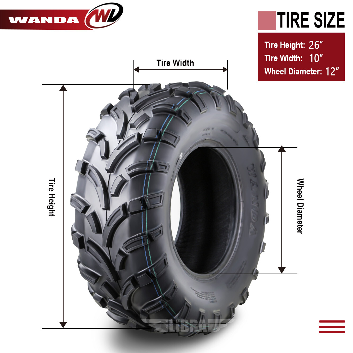2 New WANDA ATV Tires 26x10-12 26x10.00-12 26x10x12 26x10.00x12 6PR ...