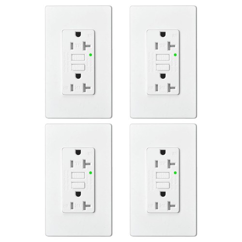 20Amp GFCI Outlet TR Wall Safety Receptacle Slim w/LED Indicator US ...