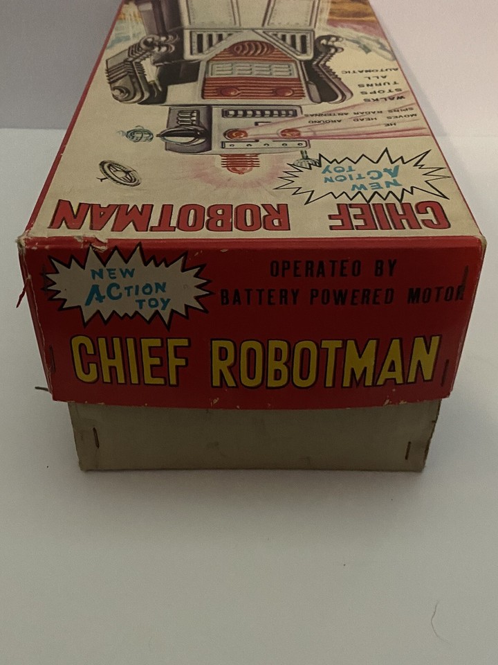 Rare 1950's Chief Robotman Silver Tin Toy KO Japan Original Box ...