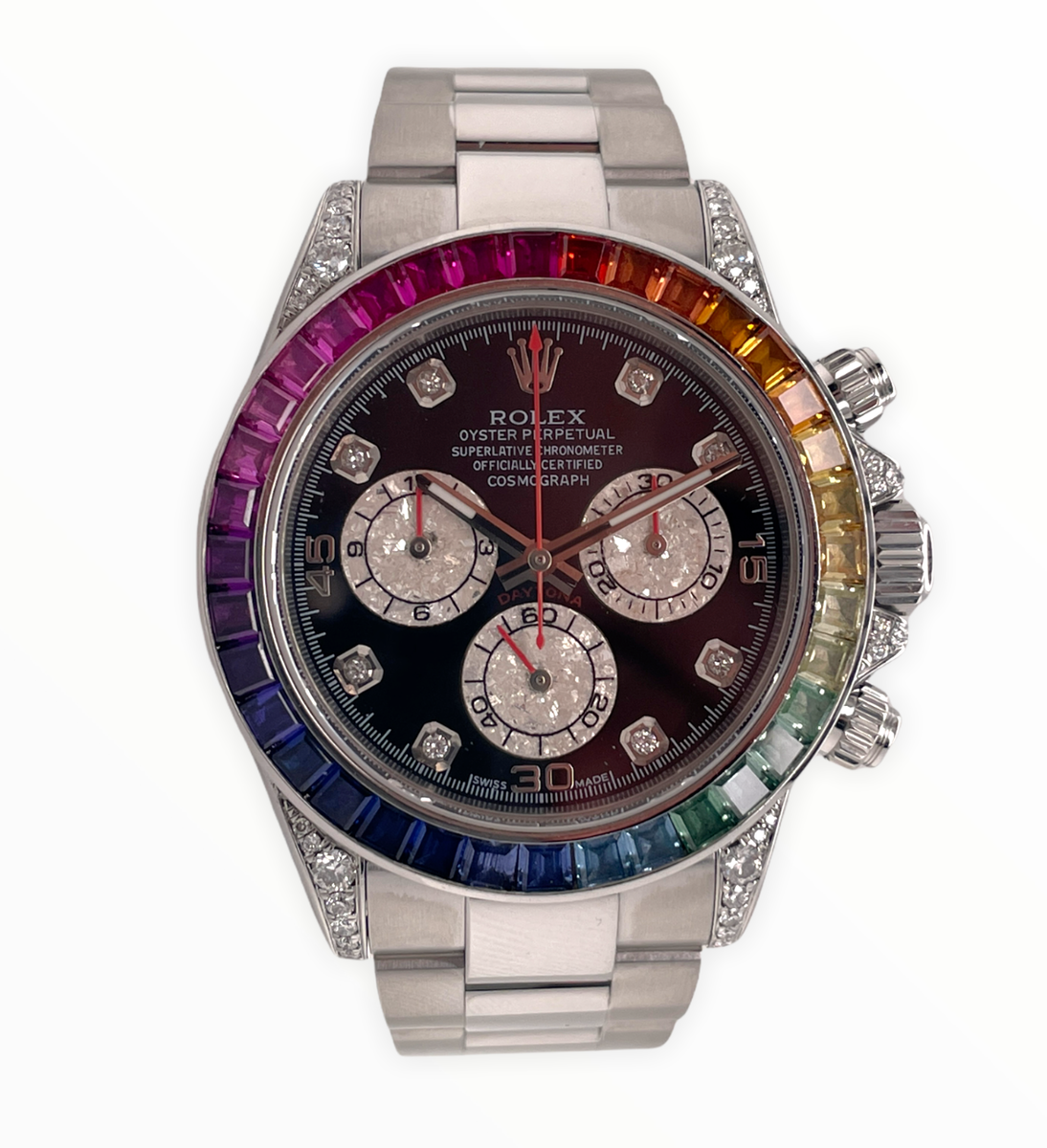 Rolex Daytona 116520 Custom Rainbow Diamonds and Sapphires Rolex Daytona 116520 Custom Rainbow Diamonds and Sapphires